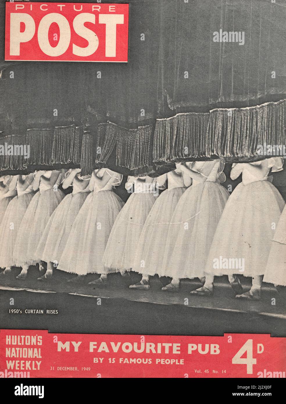 Picture Post December 1949 front cover front page curtain rise dress ...