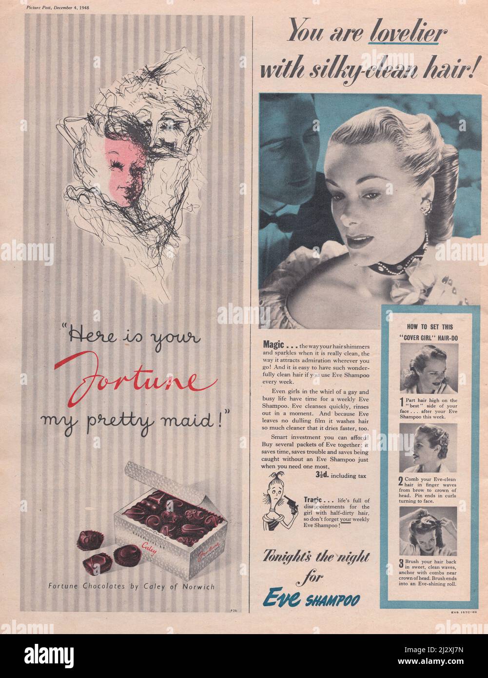 Vintage paper advertisement advert ad of Fortune Chocolates by Caley of ...