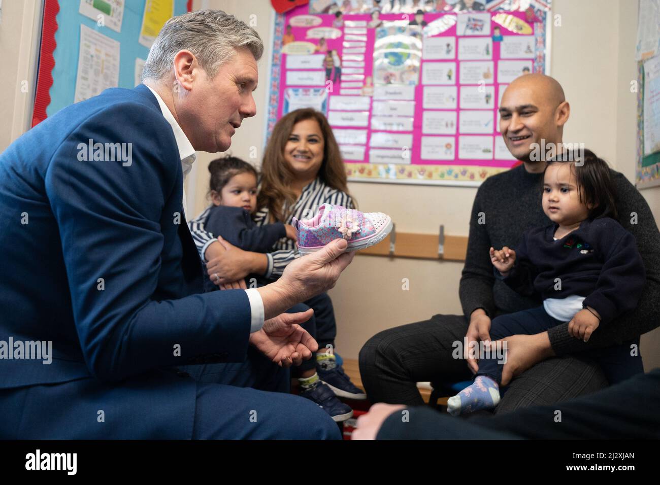 Labour leader Keir Starmer during a visit to Brightkidz Pre School ...