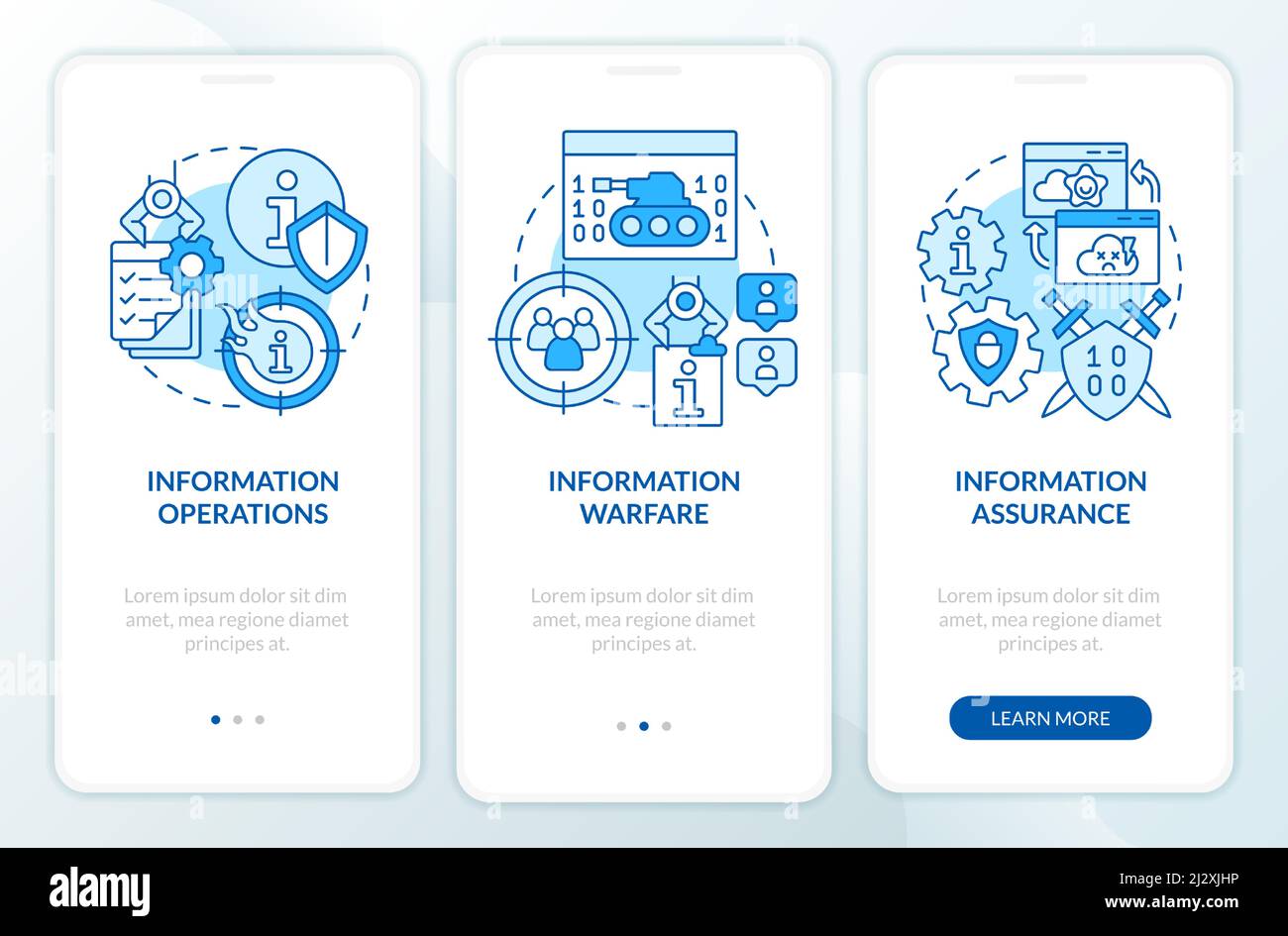 Basic Definitions Blue Onboarding Mobile App Screen Stock Vector Image