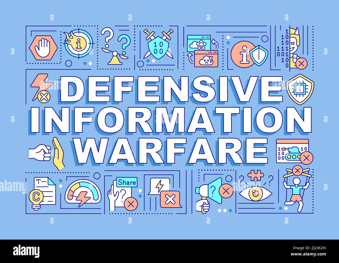 Defensive information warfare word concepts blue banner Stock Vector ...