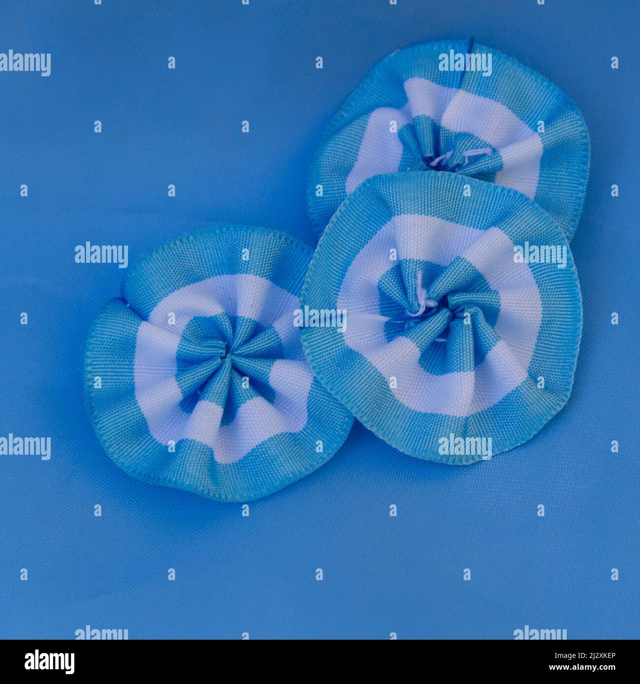 Various Argentine cockades on the light blue and white flag Stock Photo ...