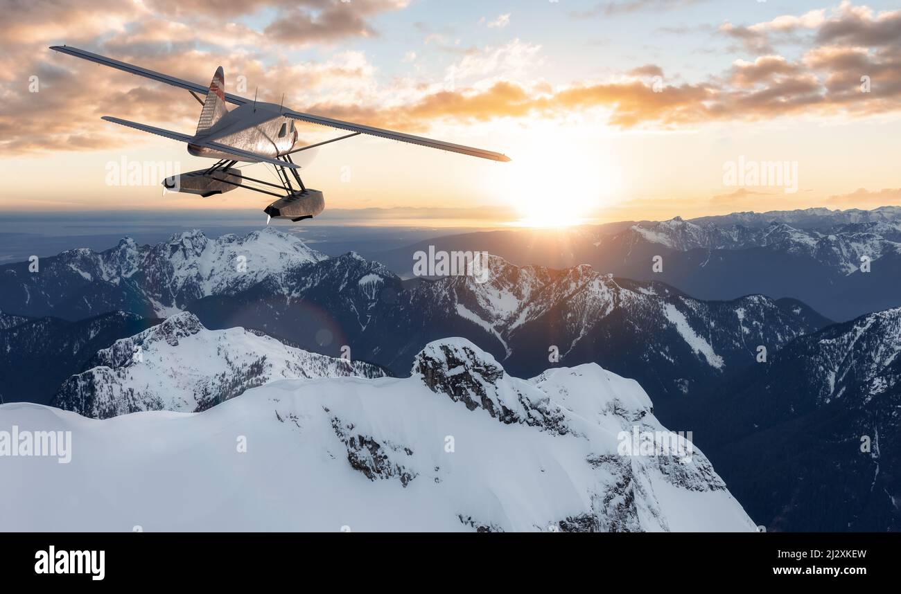 Aerial Panoramic View of Canadian Rocky Mountain Landscape with ...