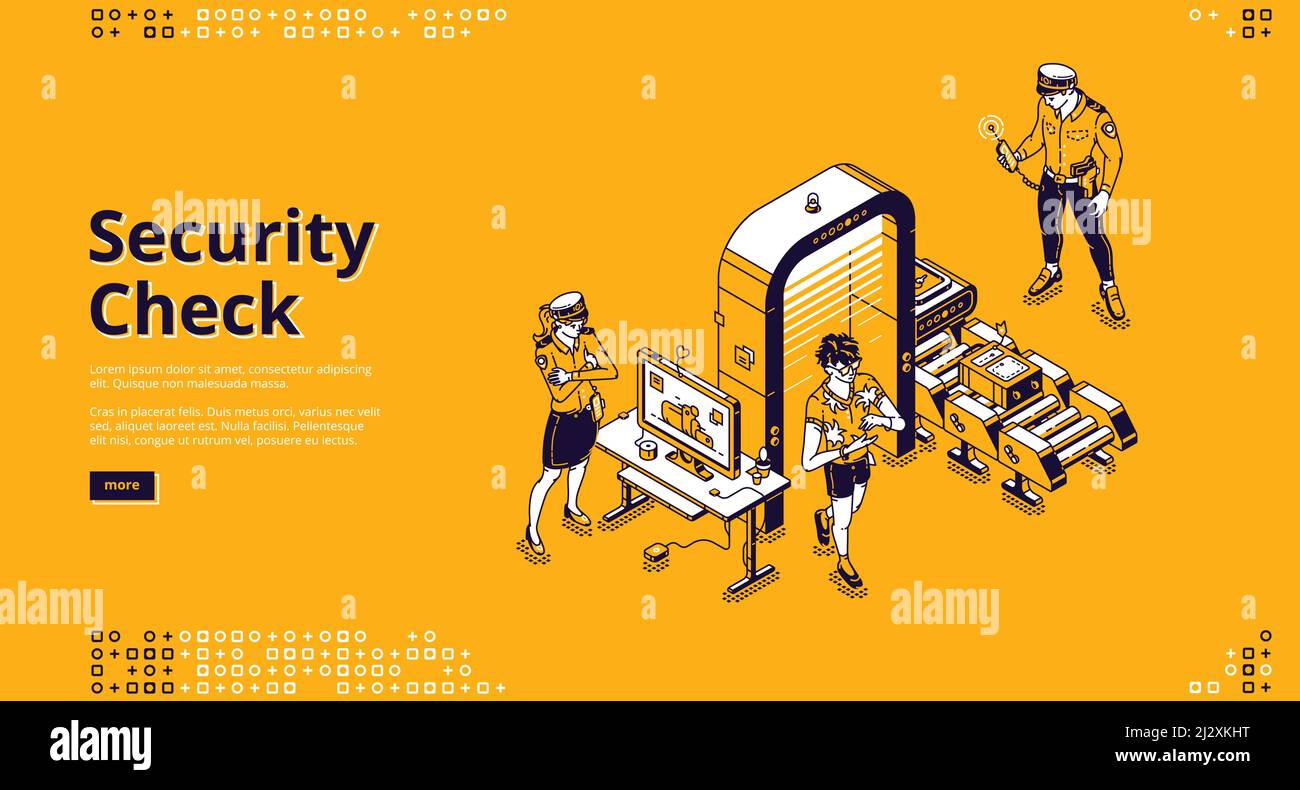 Security check isolated landing page with passenger pass airport ...