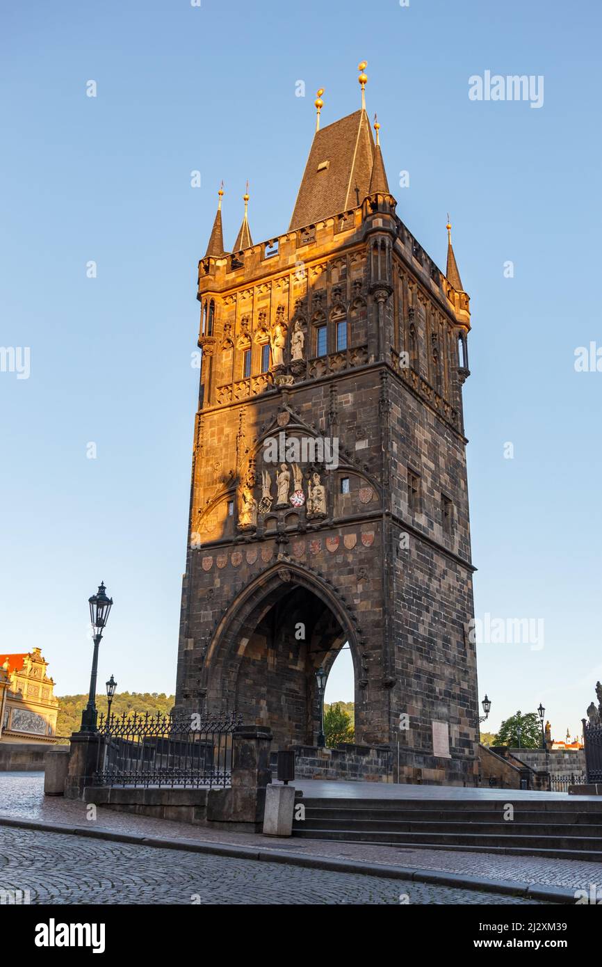 The Old Town Bridge Tower at the end of the Charles Bridge in Prague, Czech Republic Stock Photo ...