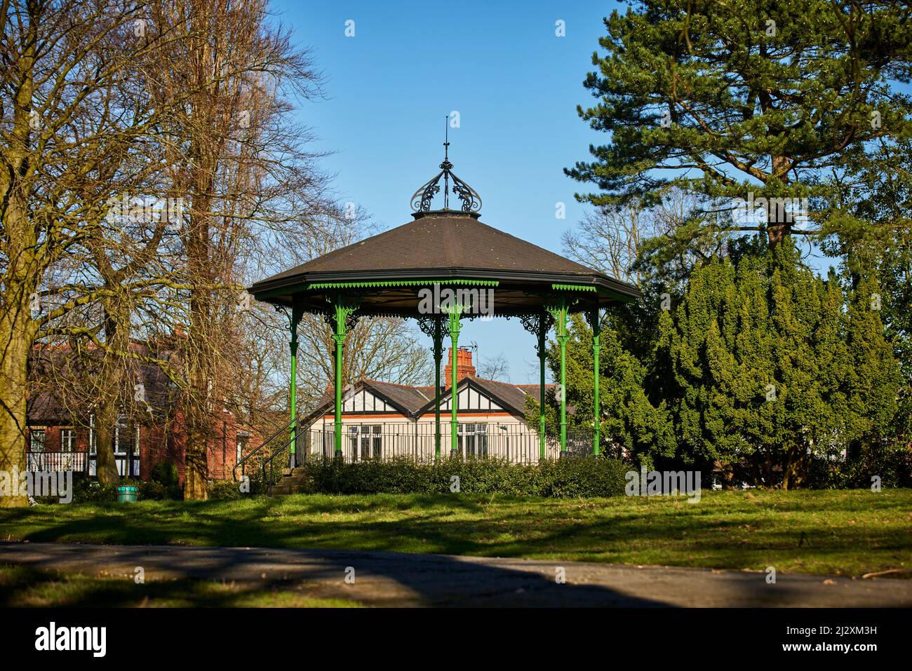 Macclesfield , Cheshire. Victoria Park Bandstand Stock Photo - Alamy