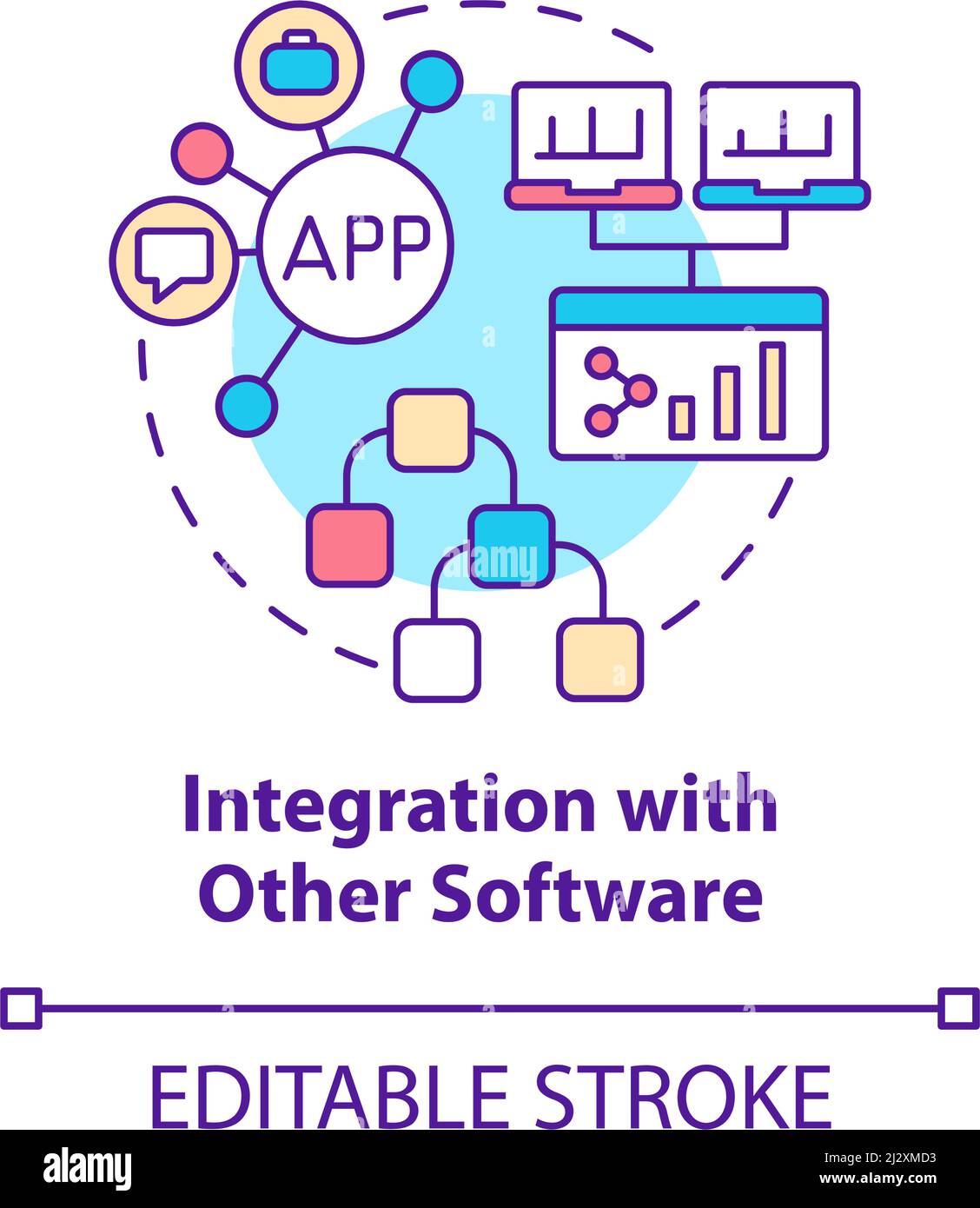 Integration with other software concept icon Stock Vector Image & Art ...