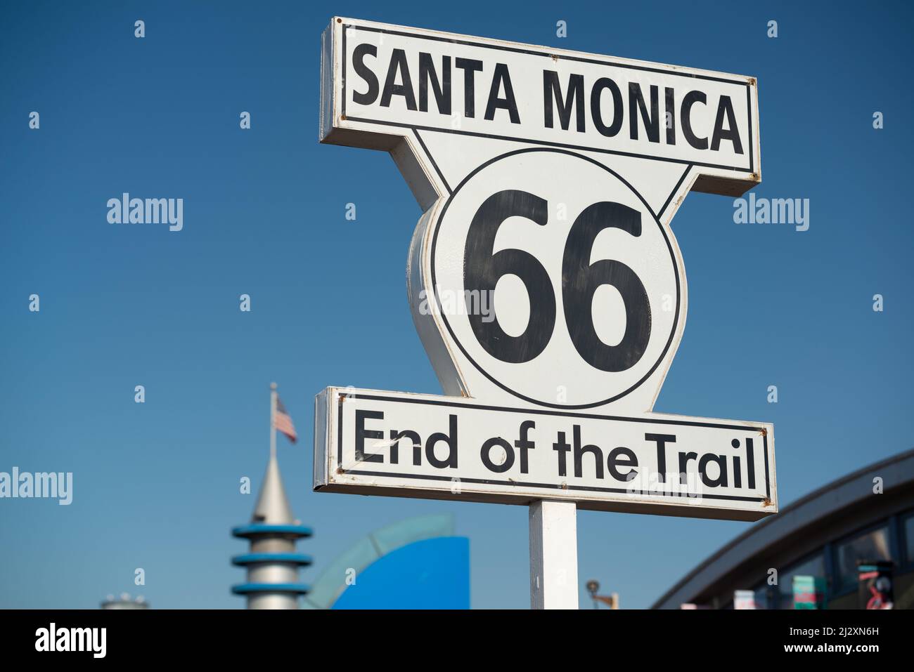 Route 66 End of Trail road sign in Los Angeles, California, USA Stock ...
