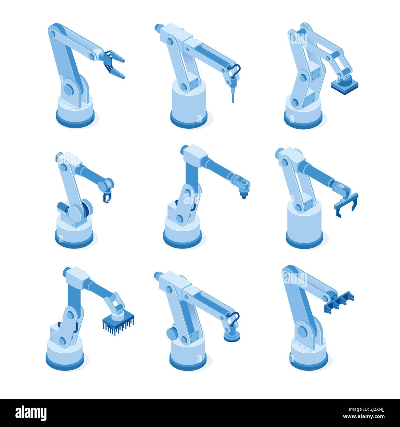 Robotic arms, machine hands on factory or plant. Industrial mechanic ...