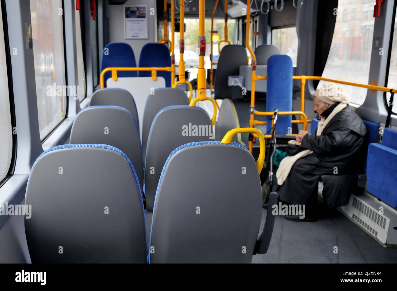 Copenhagen/Denmark/.04 April 2022/.Senior travel with danish public bus ...