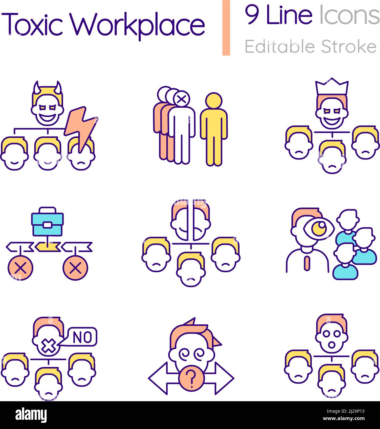 Toxic workplace RGB color icons set Stock Vector Image & Art - Alamy