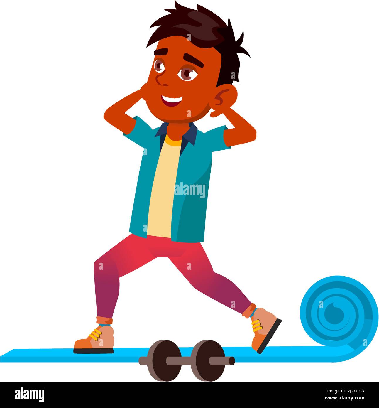 Boy exercise bodybuilder dumbbell Stock Vector Images - Alamy