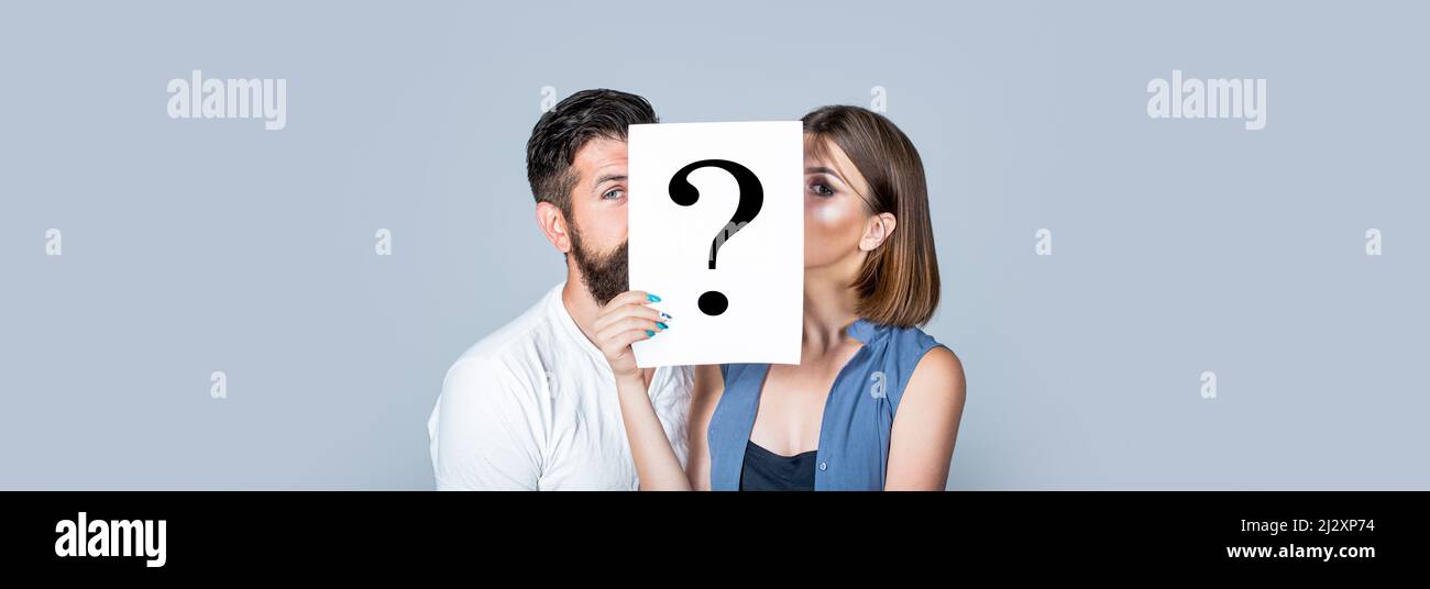 Quarrel between people. Problem in couple, question mark. Couple ...