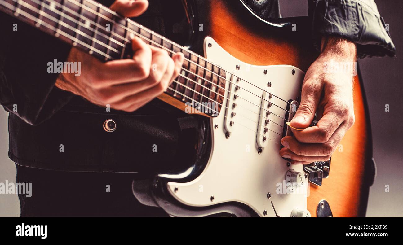 Musical instrument. Electric guitar. Repetition of rock music band ...