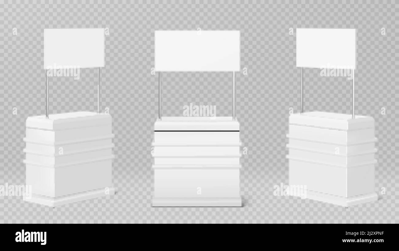 Promotion counter table, promo kiosk isolated on transparent background ...