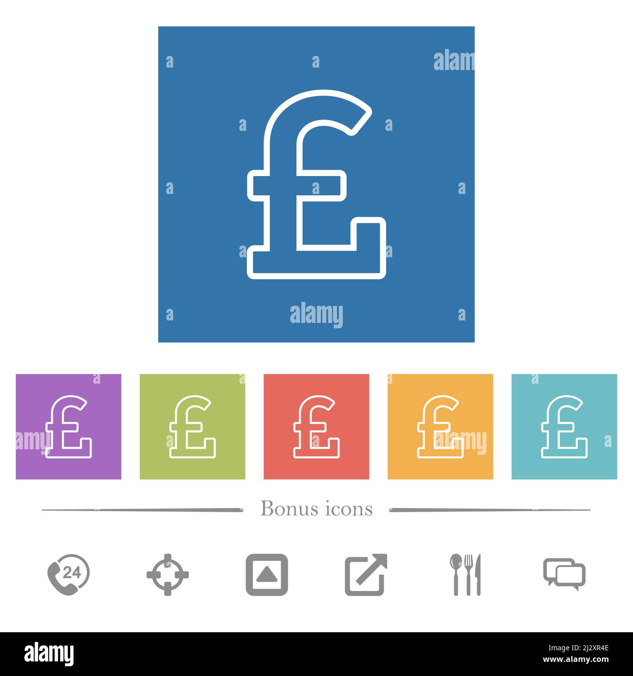 Pound sign outline flat white icons in square backgrounds. 6 bonus ...