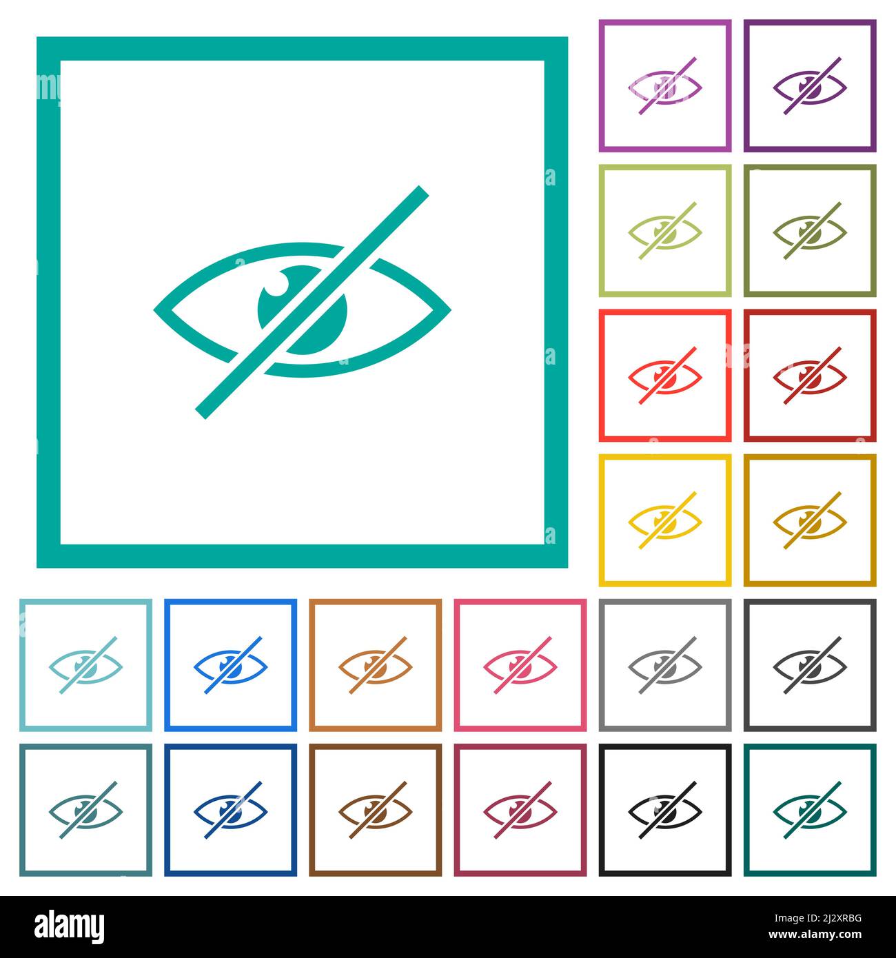 Visually impaired flat color icons with quadrant frames on white ...