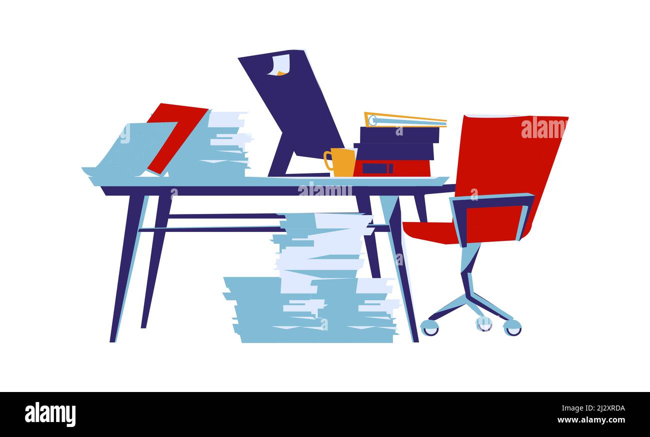 Office interior isolated on white background cartoon vector ...