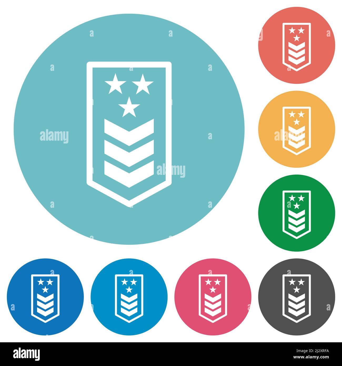 Military insignia with two chevrons and three stars flat white icons on ...