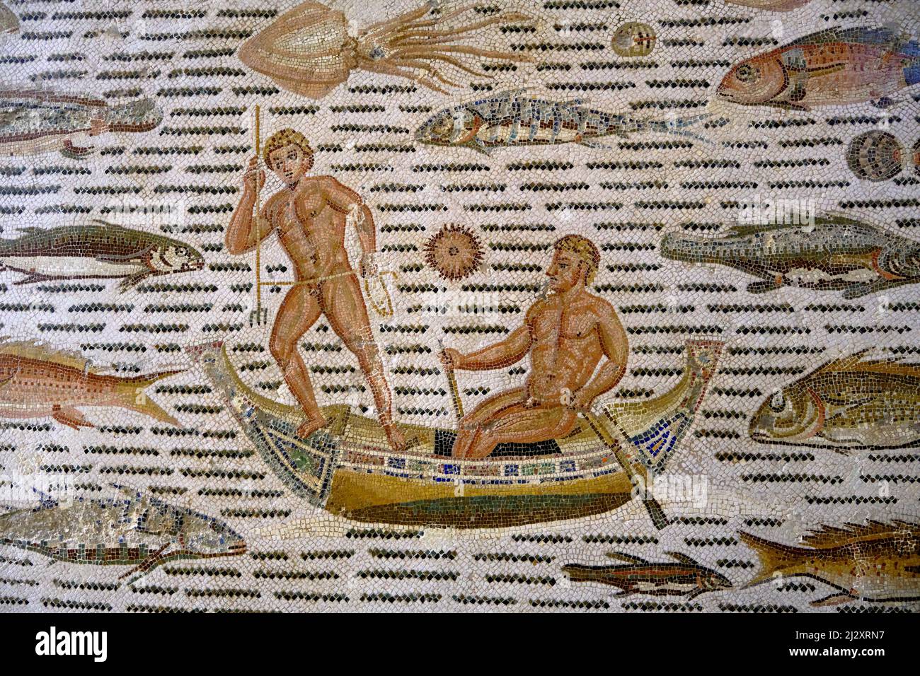 Tunisia, Sousse, archaeological museum, mosaic depicting fishing scenes ...