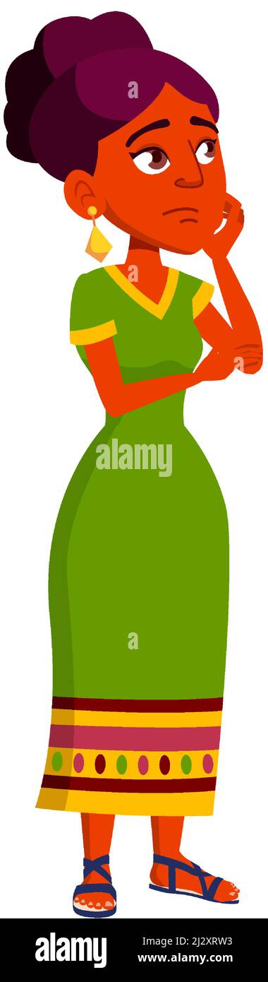 Teenager Girl Student Thinking And Dreaming Vector Stock Vector Image ...