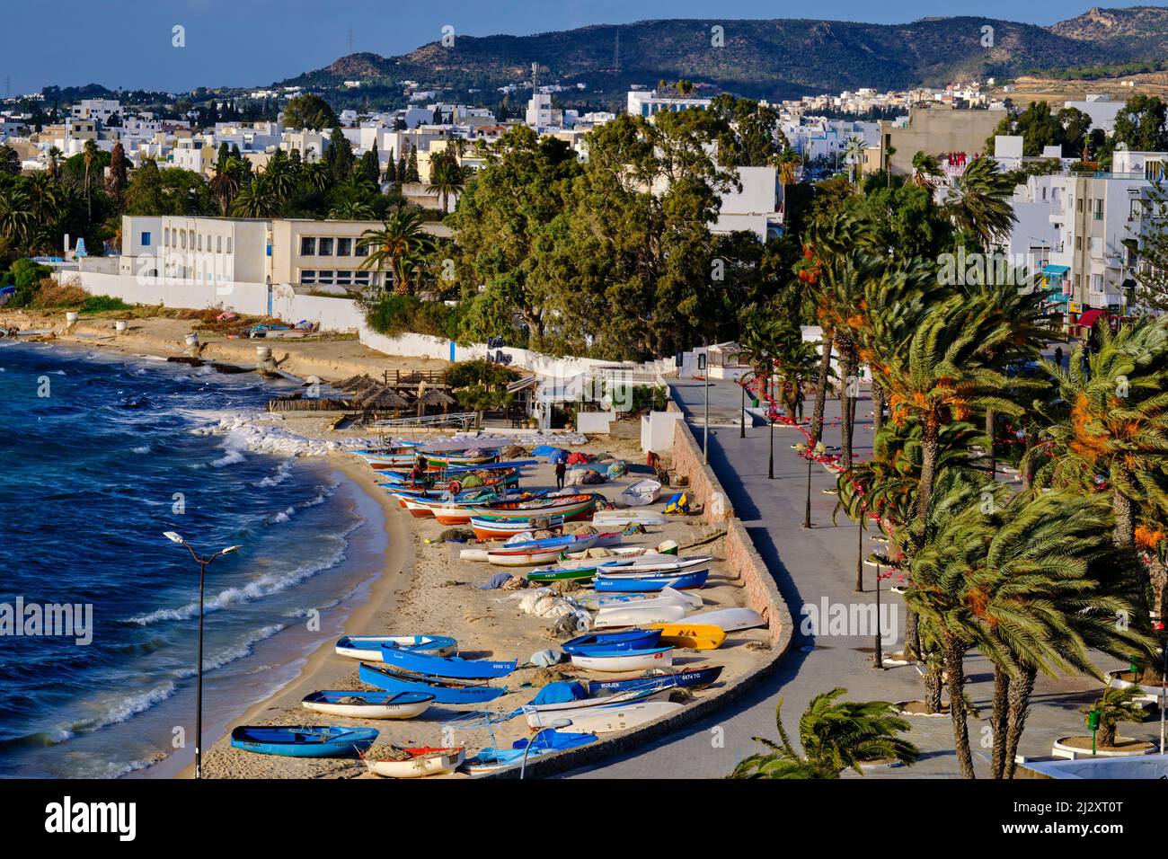 Tunisia, Hammamet, fishing boats on Hammamet beach Stock Photo - Alamy