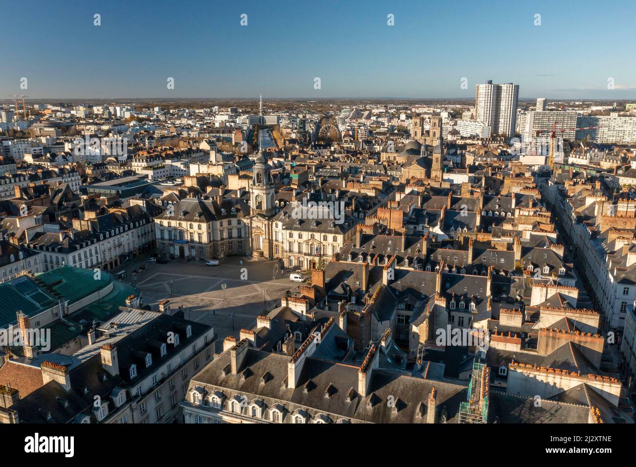 Rennes (Brittany, north-western France): aerial view of the western ...