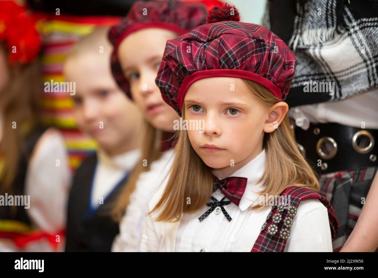 Little girl in Scottish costume Stock Photo - Alamy