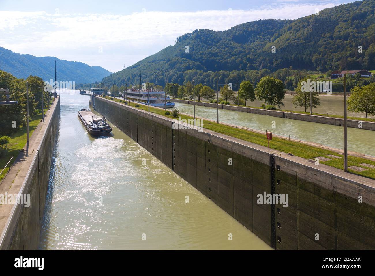 Jochenstein power plant, lock system Stock Photo - Alamy
