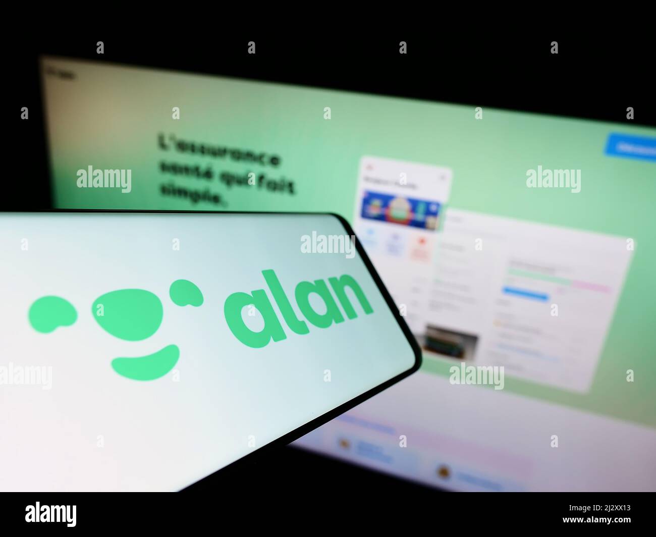 Smartphone with logo of French health insurance company Alan SA on ...