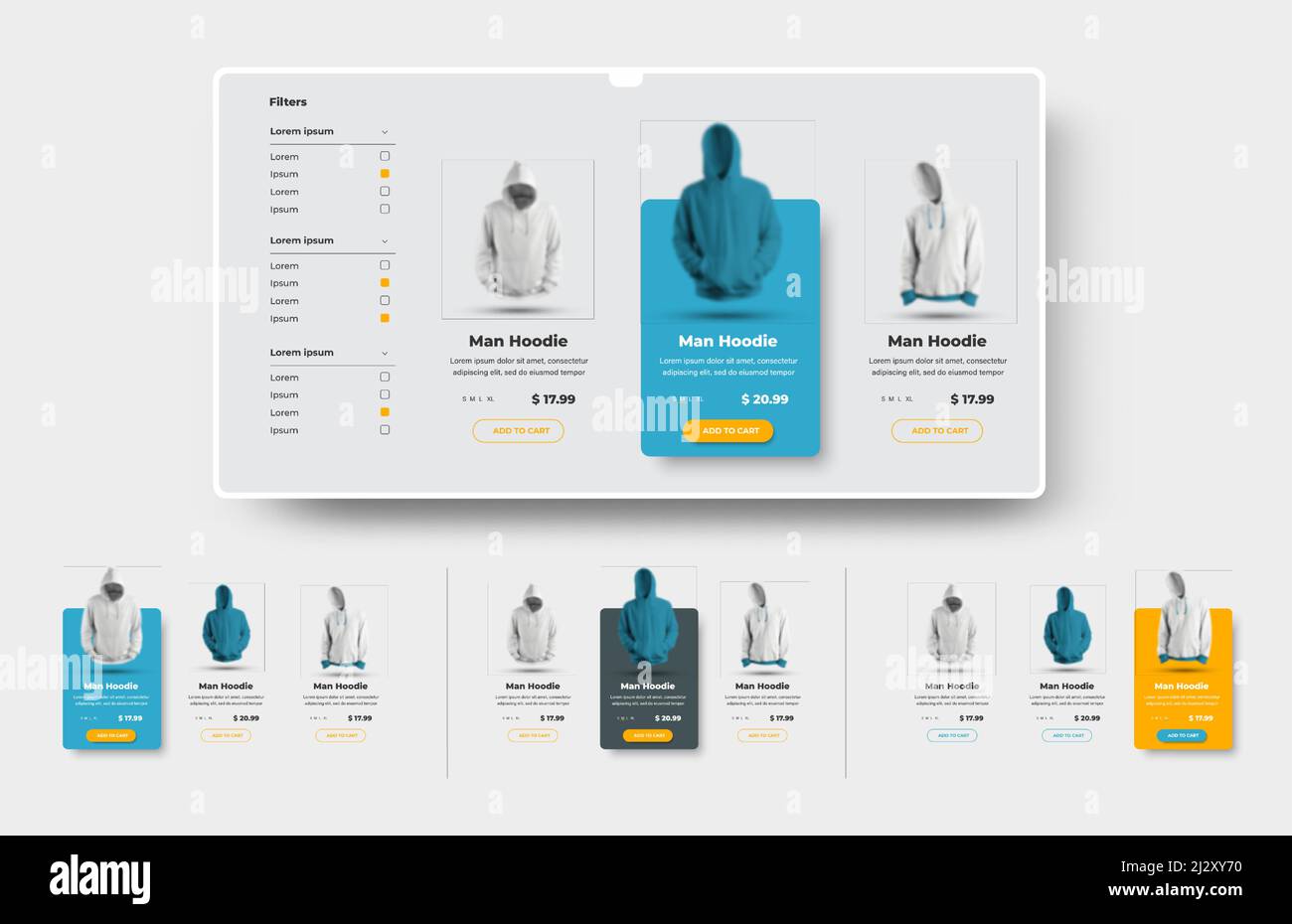 Vector UI set of product cards for the online store and e-commerce with ...