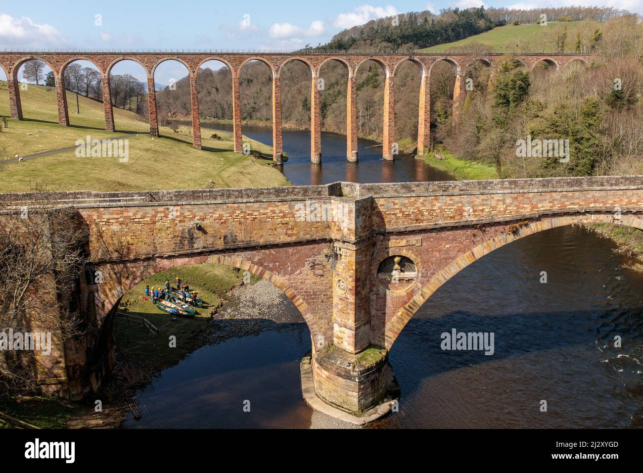 Leaderfoot Viaduct and Drygrange Old Bridge, canoes, water sports ...