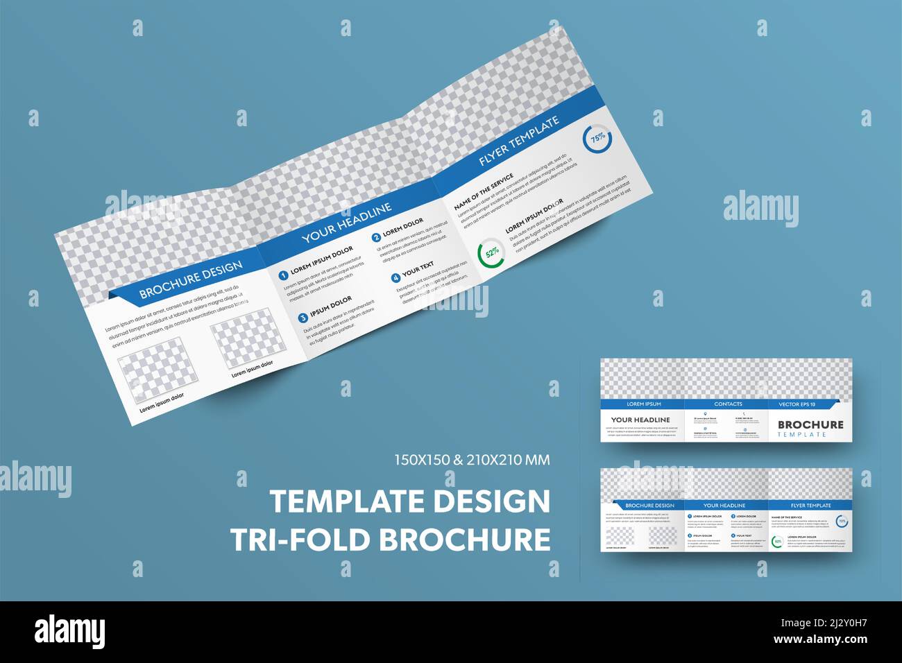 Presentation of the design of a square open booklet with a rectangular ...