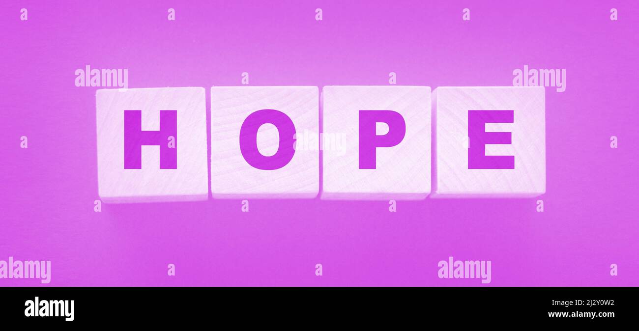 Wooden cubes with the word Hope. States of mind concept. Healthcare ...
