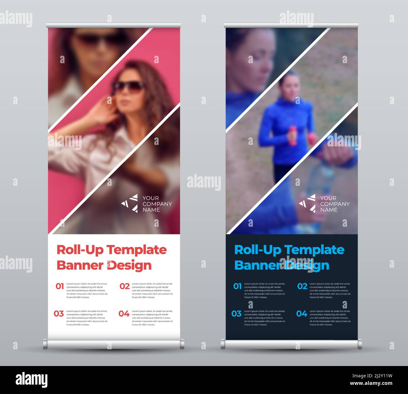 White and black roll up banner template for beauty and sports, in ...