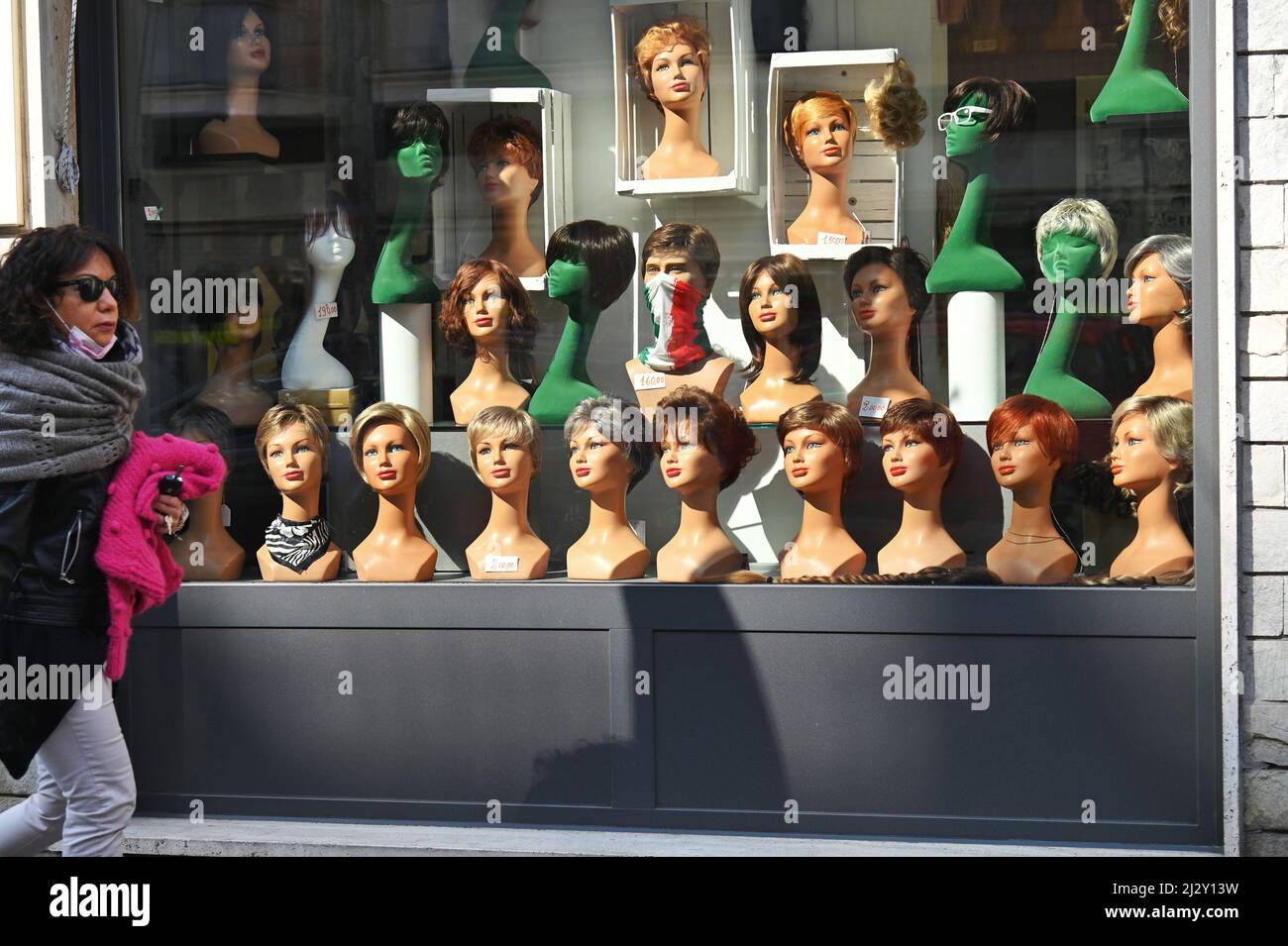 Wig shop window hi-res stock photography and images - Alamy