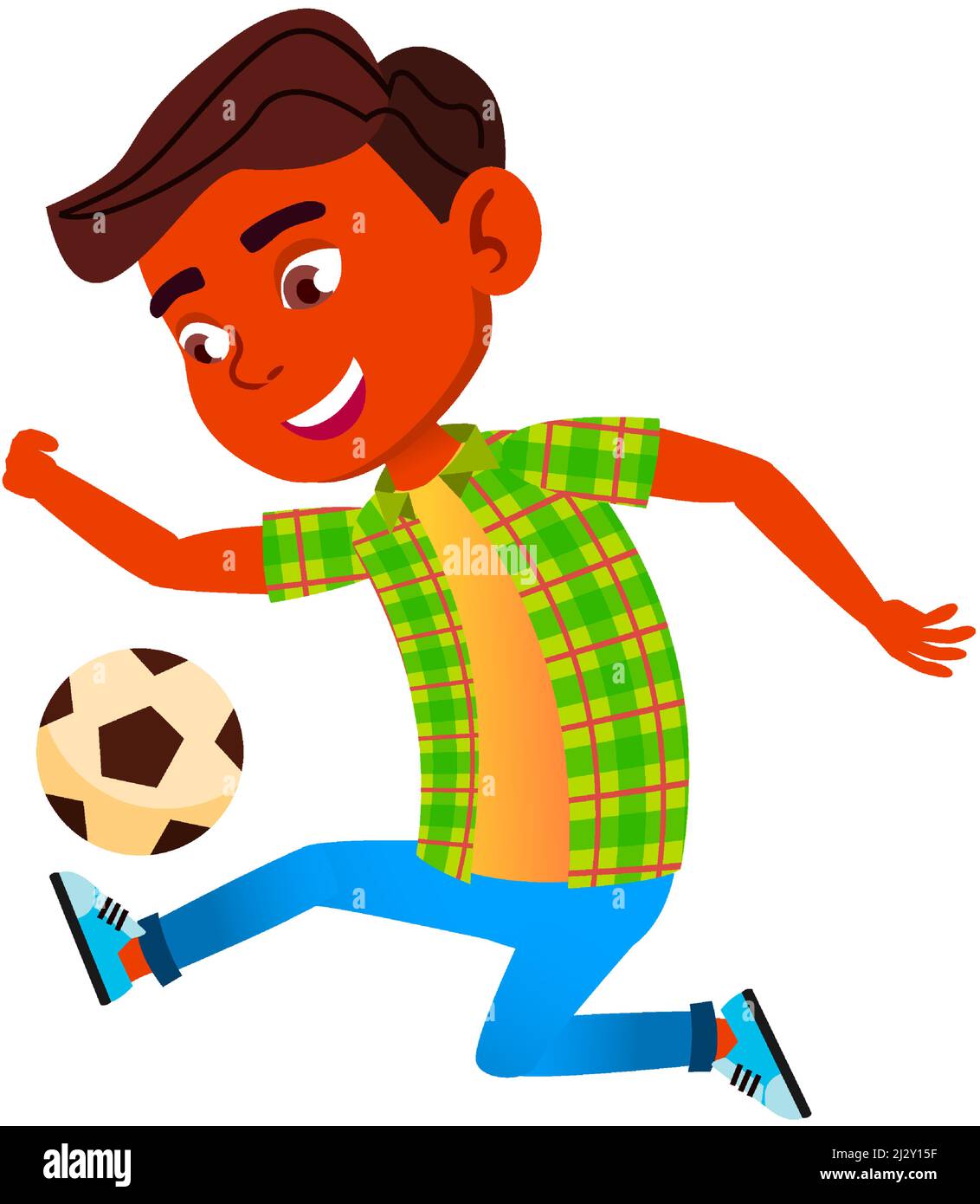 Schoolboy Child Playing Football Sport Game Vector Stock Vector Image ...