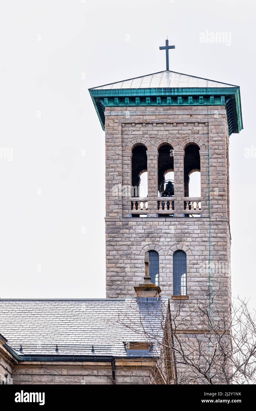 Stone-built bell tower in the Saint Paul's Basilica which is the oldest ...
