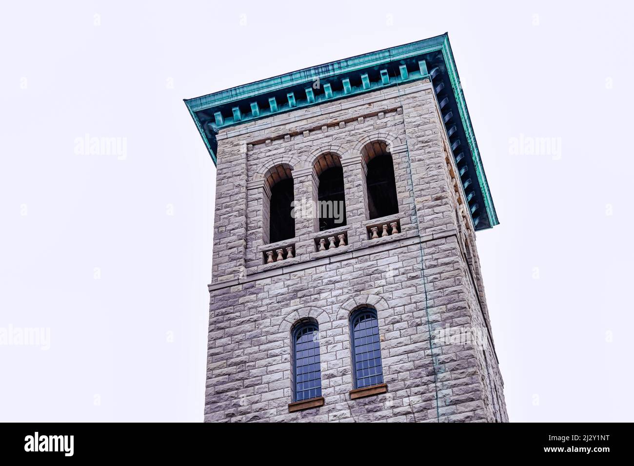 Stone-built bell tower in the Saint Paul's Basilica which is the oldest ...