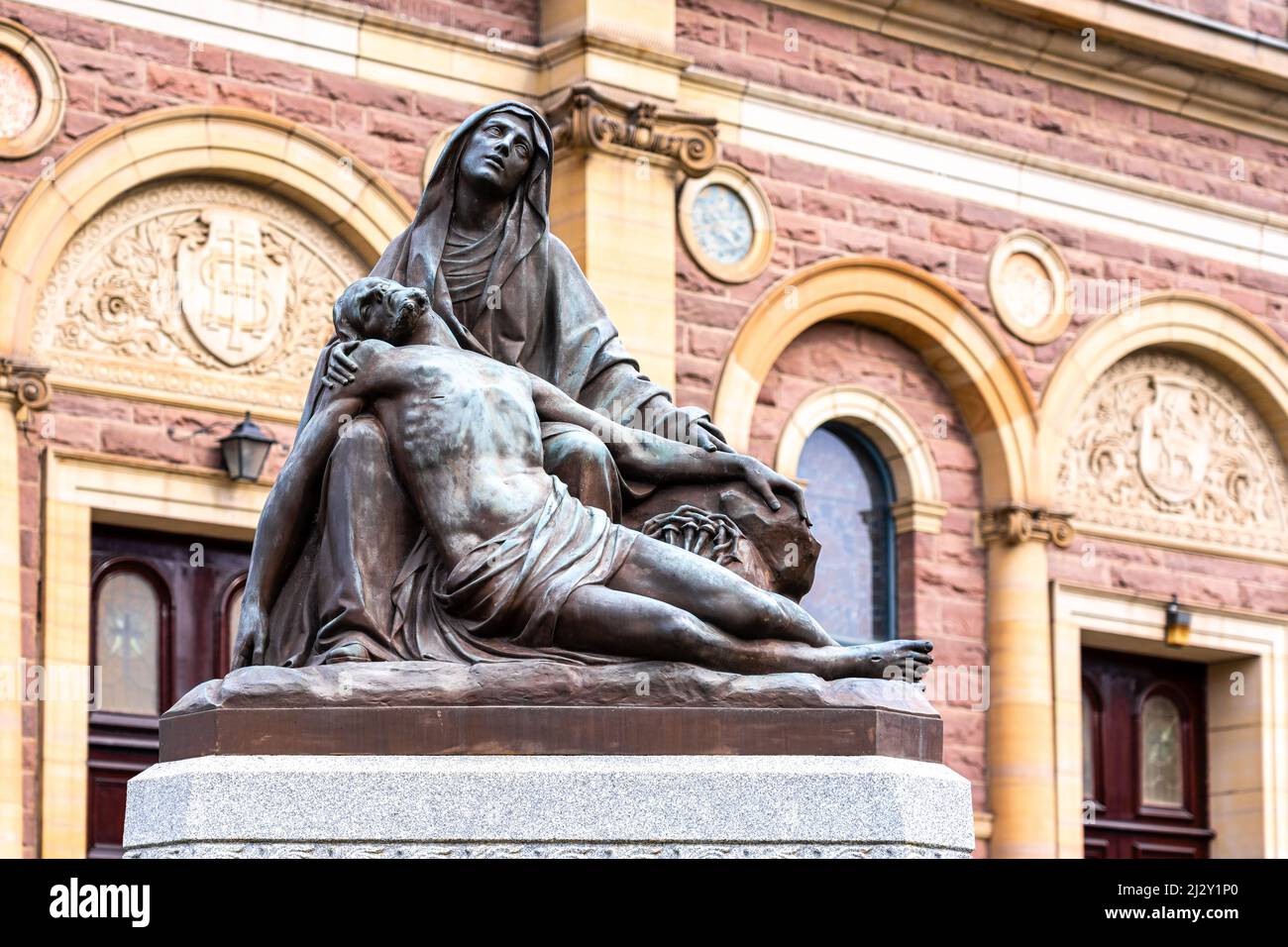 Religious sculpture or art with a Christian theme. The Virgin Mary ...