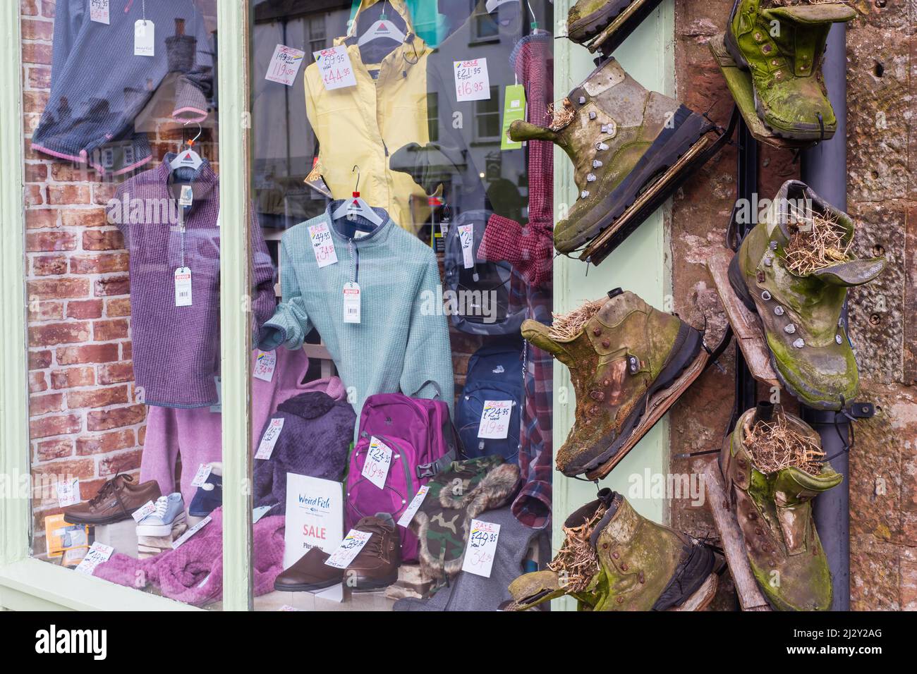 01.04.2022 Kirkby stephen, Cumbria, Uk. Shop selling boots and outdoor ...