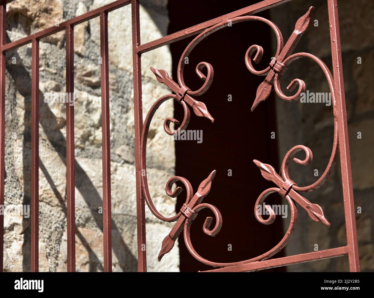 Traditional rural house handcrafted wrought iron balcony railing in ...