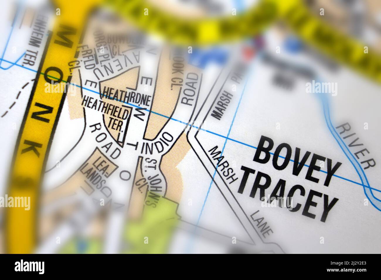 Bovey Tracey village - Devon, United Kingdom colour atlas map town plan ...