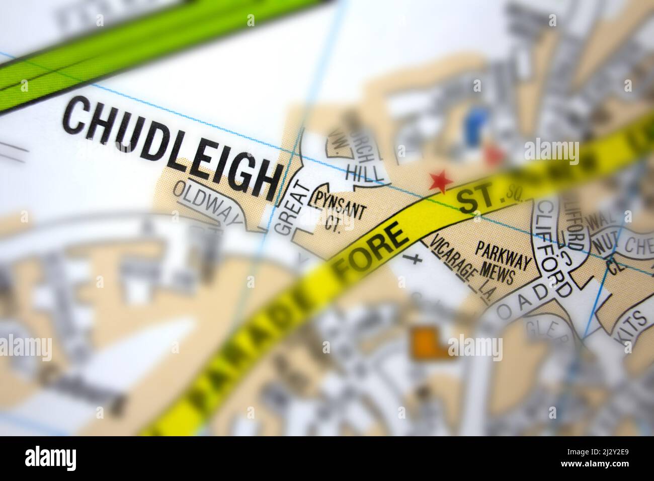 Chudleigh village - Devon, United Kingdom colour atlas map town plan ...