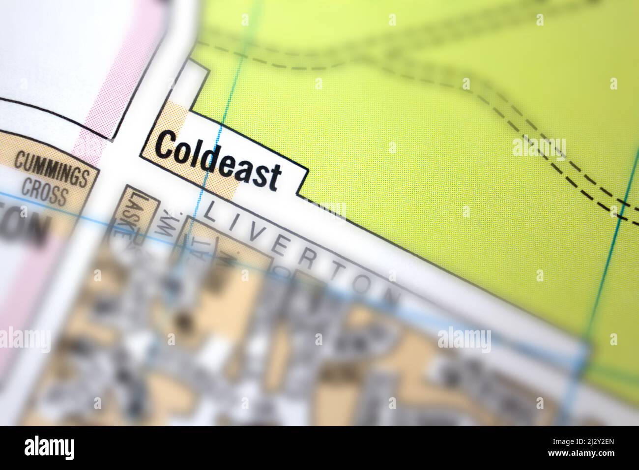 Coldeast village - Devon, United Kingdom colour atlas map town plan and ...
