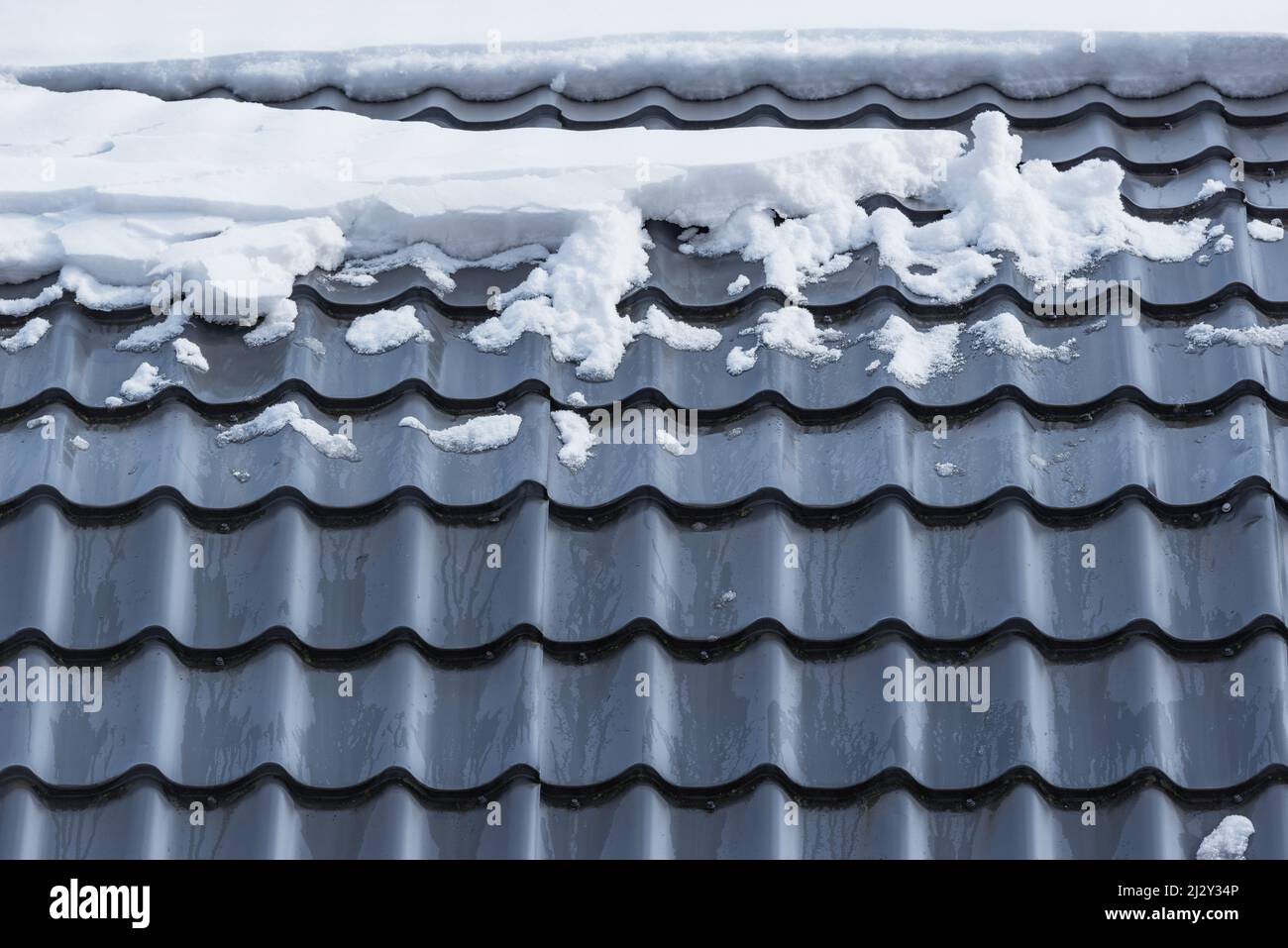 Melting snow on the house roof top Stock Photo - Alamy