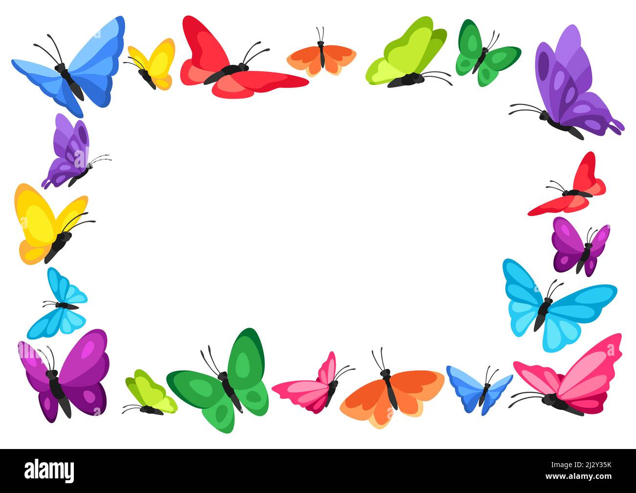 Frame design with decorative butterflies. Colorful abstract insects ...
