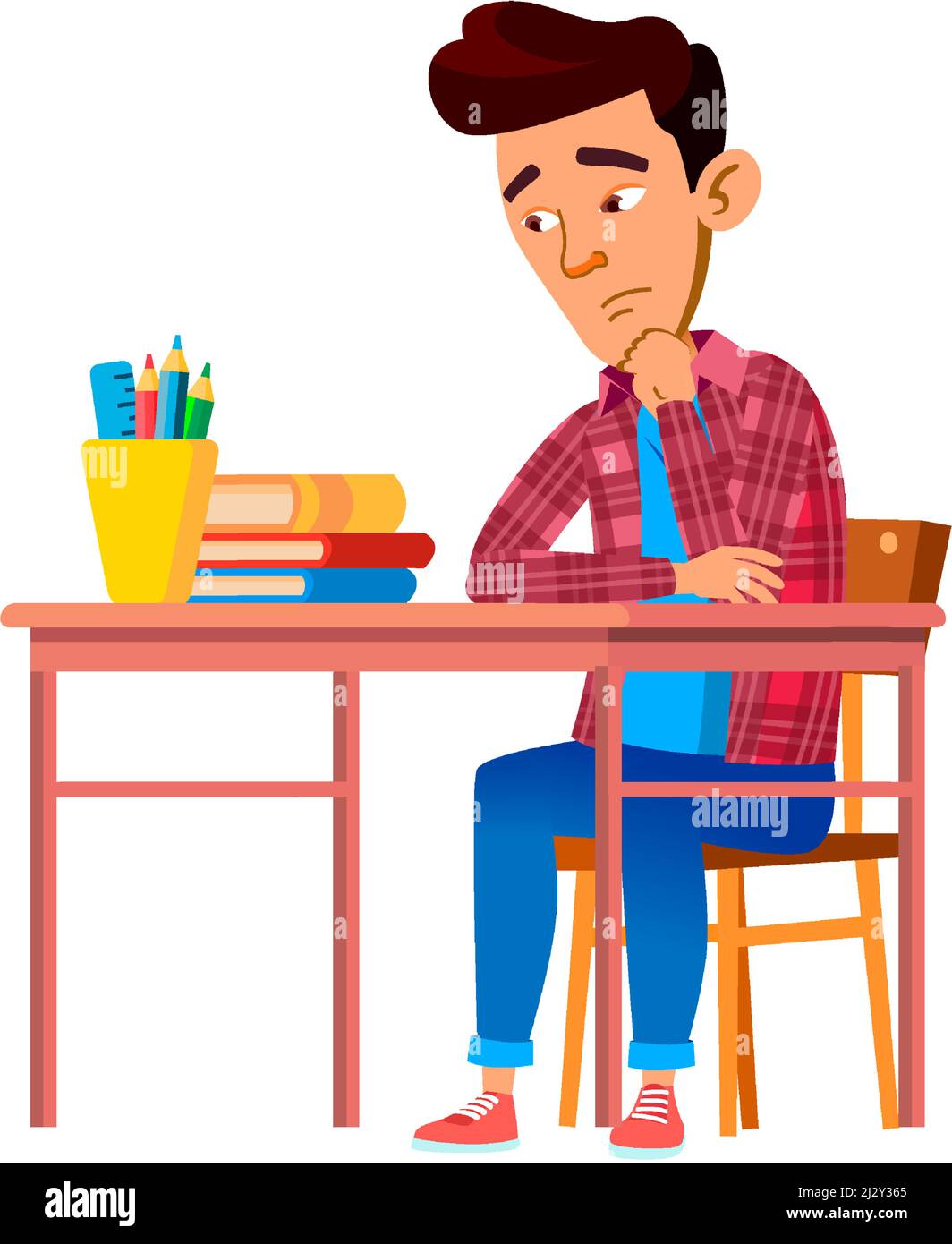 Schoolboy Teenager Thinking About Knowledge Vector Stock Vector Image ...