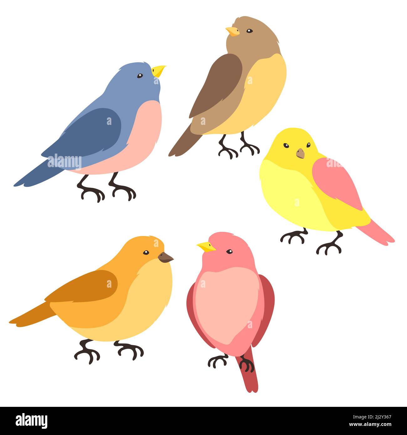 Set of stylized birds. Image of wild birdie in simple style Stock ...
