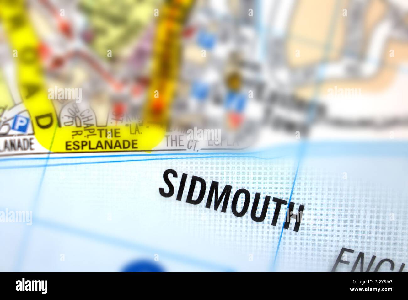 Sidmouth - Devon, United Kingdom colour atlas map and town plan name ...